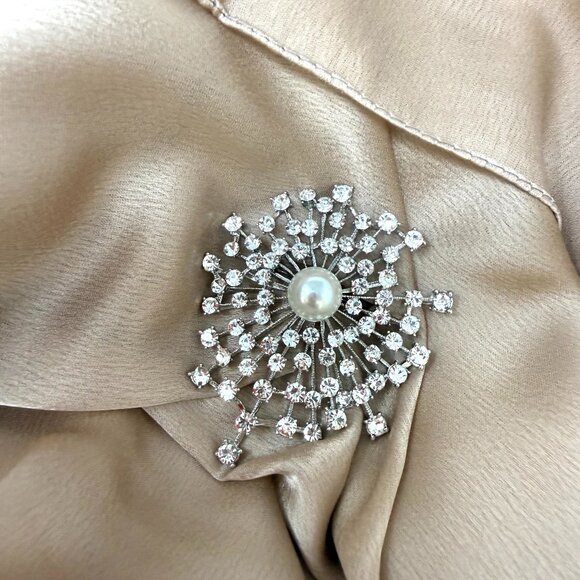 ACCENTRIX | Jewelry | On Trend Silver Pearl Crystal Starburst Pin ...